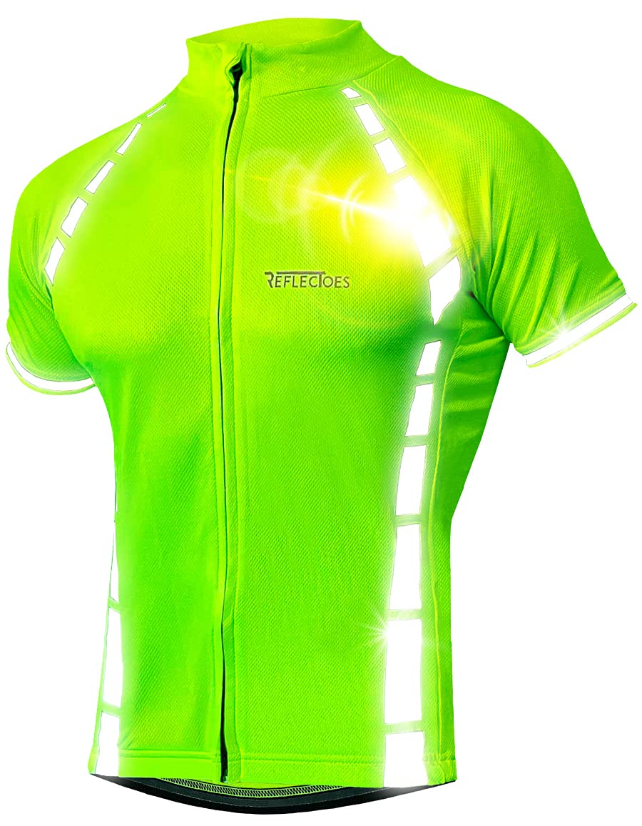 ReflecToes High Visibility Cycling Jersey - Reflective Hi-Viz Cycling Shirt Men and Women Yellow