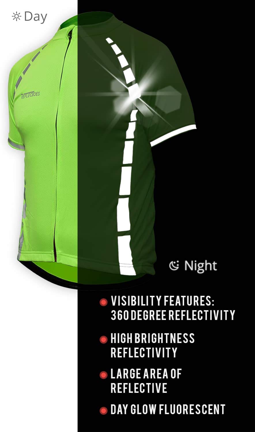 ReflecToes High Visibility Cycling Jersey - Reflective Hi-Viz Cycling Shirt Men and Women Yellow