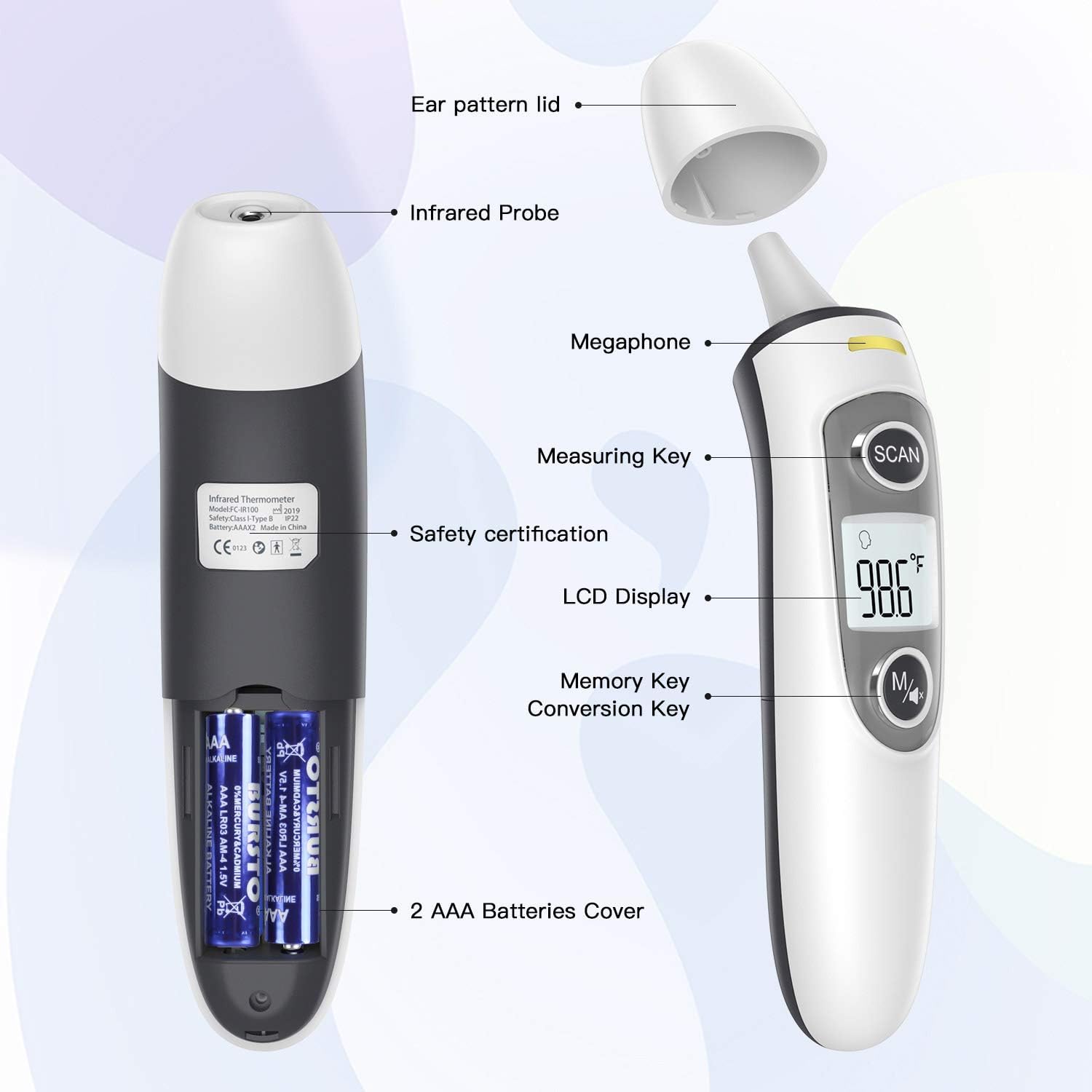 Touchless Thermometer for Adults, Forehead Thermometer for Fever, Body Thermometer and Surface Thermometer 2 in 1 Dual Mode Thermometer…