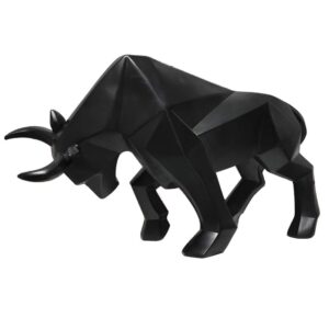 asnomy polyresin bull figurine home decor, abstract sculptures, originality home decoration furnishing animal ornament, geometric surface statues home decor ornament