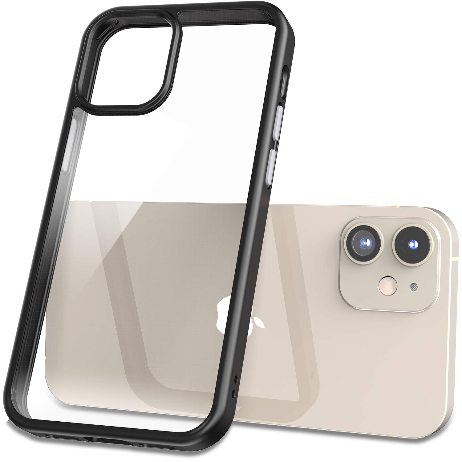 TOZO Compatible for iPhone 12 Mini Case 5.4 inch Hybrid PC+TPU Soft Grip Matte Finish Clear Back Panel Thin Cover with Black