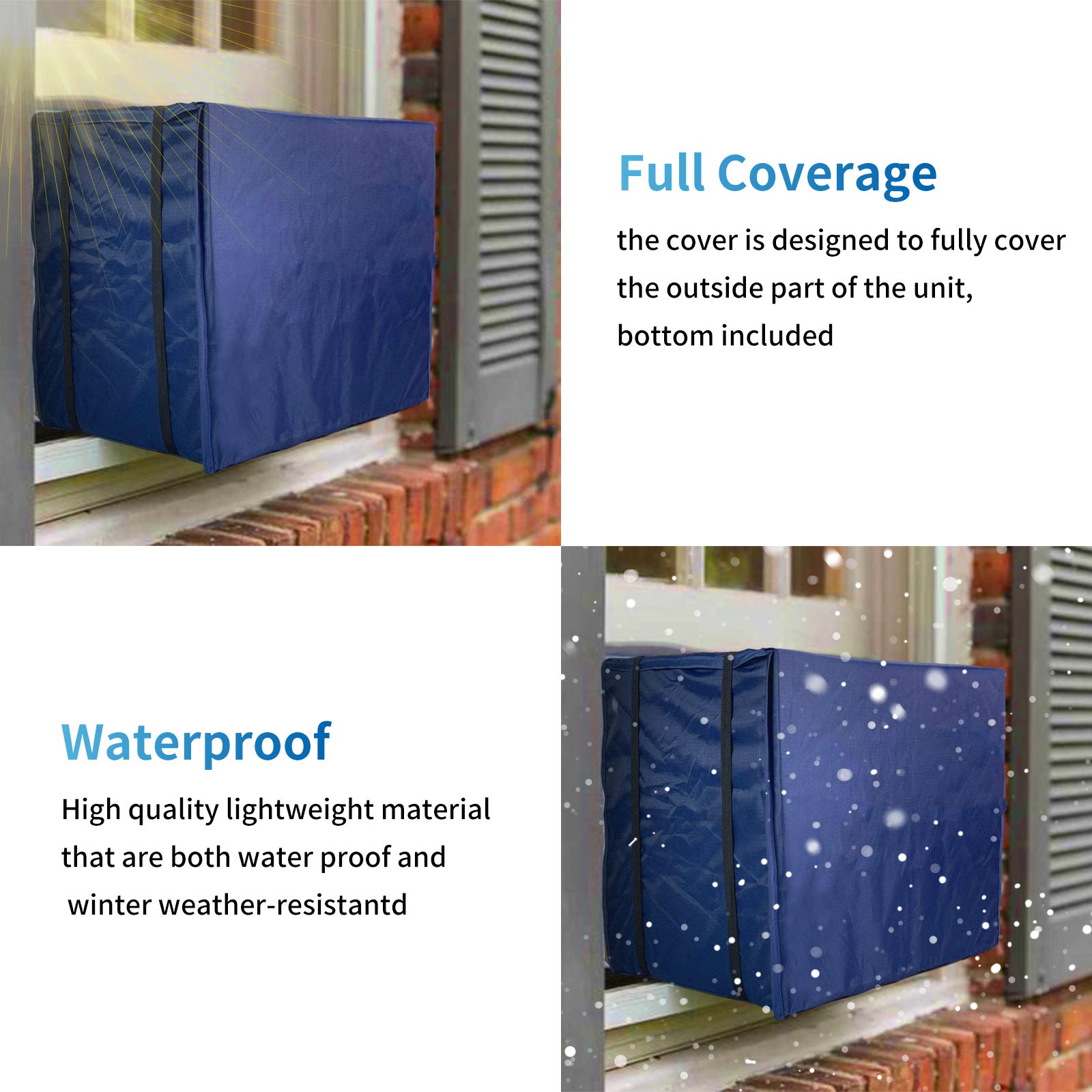 Window Air Conditioner Covers for Outside Units Dust-Proof Waterproof Window AC Outdoor Cover for Winter (27.5"W x 19"H x 23"D), Blue