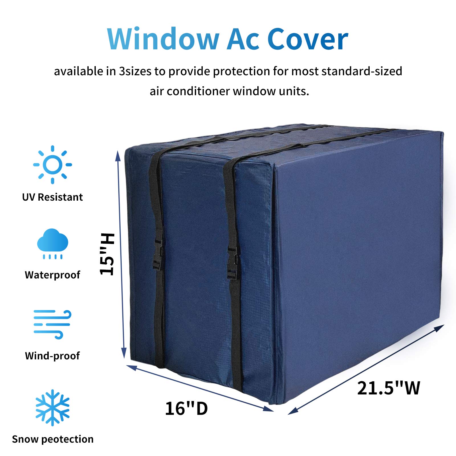 Window Air Conditioner Covers for Outside Units Dust-Proof Waterproof Window AC Outdoor Cover for Winter (27.5"W x 19"H x 23"D), Blue