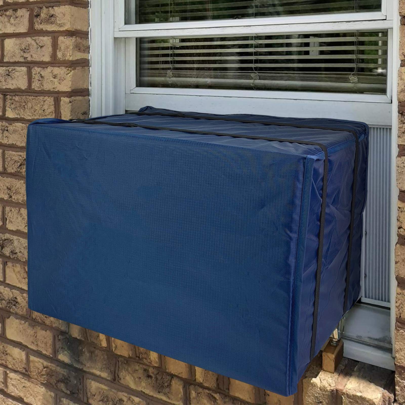 Window Air Conditioner Covers for Outside Units Dust-Proof Waterproof Window AC Outdoor Cover for Winter (27.5"W x 19"H x 23"D), Blue