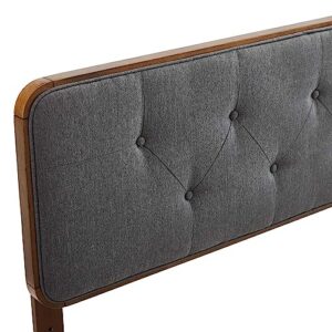 Modway Collins Tufted Twin Fabric and Wood Headboard, Walnut Charcoal