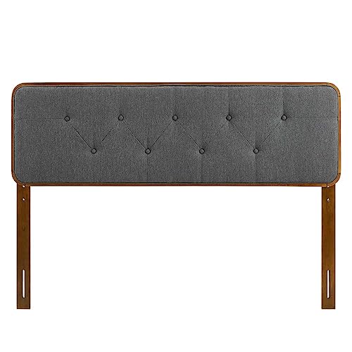 Modway Collins Tufted Twin Fabric and Wood Headboard, Walnut Charcoal