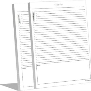 TO DO List Notepads (2 Pack, 50 Pages Each) Planner Pads. ToDo Checklist w/Priority & Note Sections. Organize & Track Projects, Clients or Daily Tasks. 5.5 X 8.5, A5 Sheets. Made in the USA.