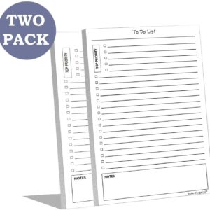 TO DO List Notepads (2 Pack, 50 Pages Each) Planner Pads. ToDo Checklist w/Priority & Note Sections. Organize & Track Projects, Clients or Daily Tasks. 5.5 X 8.5, A5 Sheets. Made in the USA.