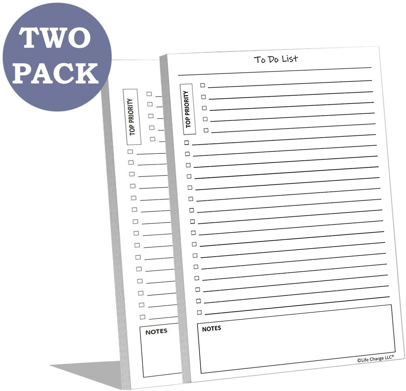 TO DO List Notepads (2 Pack, 50 Pages Each) Planner Pads. ToDo Checklist w/Priority & Note Sections. Organize & Track Projects, Clients or Daily Tasks. 5.5 X 8.5, A5 Sheets. Made in the USA.