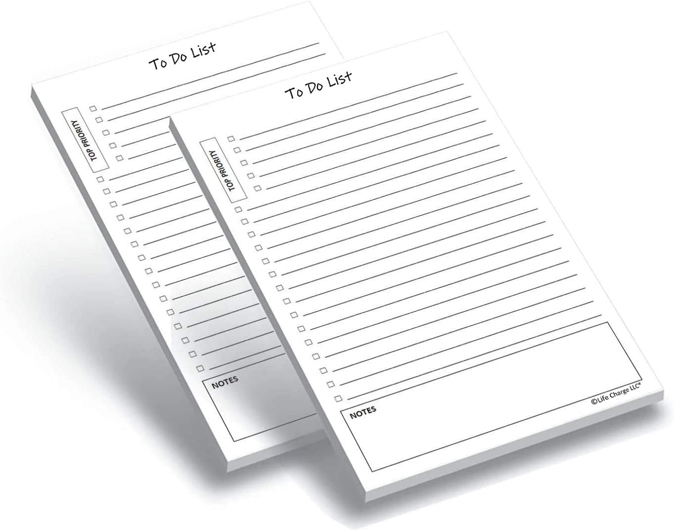 TO DO List Notepads (2 Pack, 50 Pages Each) Planner Pads. ToDo Checklist w/Priority & Note Sections. Organize & Track Projects, Clients or Daily Tasks. 5.5 X 8.5, A5 Sheets. Made in the USA.