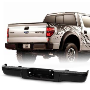 acanii - for 2009-2014 ford f150 pickup styleside bed w/o sensor & hitch hole black steel complete rear bumper assembly