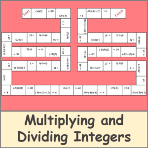 multiplying and dividing integers | dominoes