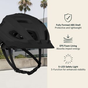 Retrospec cm-4 Bike Helmet with LED Safety Light Adjustable Dial and Removable Visor, Satin White, 54cm-61cm