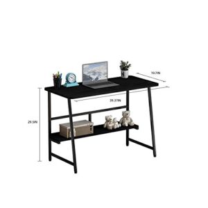 nabrand Computer Desk with Bookshelf,Study Writing Table for Home Office, Modern Simple Style Laptop Desk,Small Desk Small Spaces(Black)