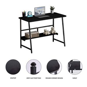 nabrand Computer Desk with Bookshelf,Study Writing Table for Home Office, Modern Simple Style Laptop Desk,Small Desk Small Spaces(Black)