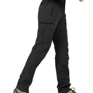 Wespornow Women's-Snow-Ski-Pants Fleece-Lined-Waterproof-Hiking-Pants Softshell Insulated Pants for Winter Outdoor Snowboard (Black, Medium)