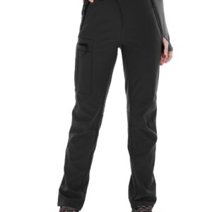 Wespornow Women's-Snow-Ski-Pants Fleece-Lined-Waterproof-Hiking-Pants Softshell Insulated Pants for Winter Outdoor Snowboard (Black, Medium)