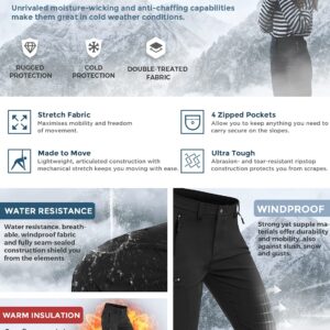 Wespornow Women's-Snow-Ski-Pants Fleece-Lined-Waterproof-Hiking-Pants Softshell Insulated Pants for Winter Outdoor Snowboard (Black, Medium)