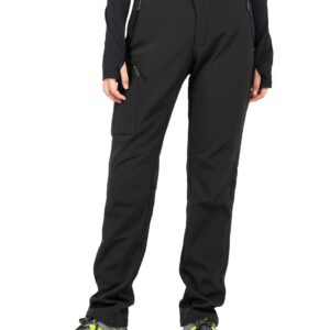 Wespornow Women's-Snow-Ski-Pants Fleece-Lined-Waterproof-Hiking-Pants Softshell Insulated Pants for Winter Outdoor Snowboard (Black, Medium)