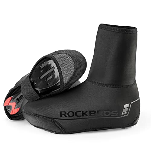 ROCKBROS Cycling Shoe Covers Winter Shoes Cover Warmer Water Resistant Thermal Bike Shoes Cover Windproof Bicycle Overshoes Shoescover for Men Women Black