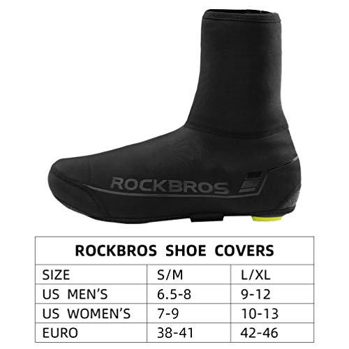 ROCKBROS Cycling Shoe Covers Winter Shoes Cover Warmer Water Resistant Thermal Bike Shoes Cover Windproof Bicycle Overshoes Shoescover for Men Women Black