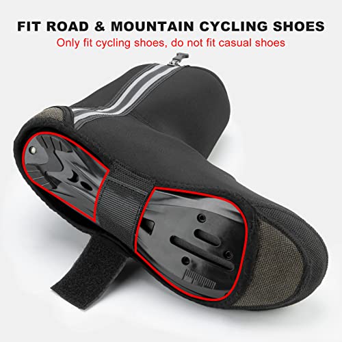 ROCKBROS Cycling Shoe Covers Winter Shoes Cover Warmer Water Resistant Thermal Bike Shoes Cover Windproof Bicycle Overshoes Shoescover for Men Women Black