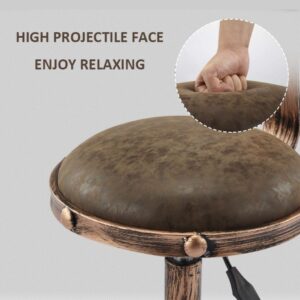 Rugs Portable Beauty Stool with Wheels，Small Adjustable Stool with Brown PU Synthetic Leather Seat，Adjustable Height 50-64 cm，Supported Weight 160 Kg，Drafting Stoolfor Home Office