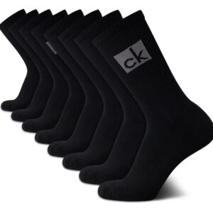 Calvin Klein Men’s Athletic Socks – Lightweight Cotton Blend Crew Socks (8 Pack), Size Shoe Size: 7-12, Black