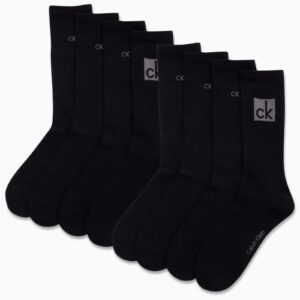 Calvin Klein Men’s Athletic Socks – Lightweight Cotton Blend Crew Socks (8 Pack), Size Shoe Size: 7-12, Black