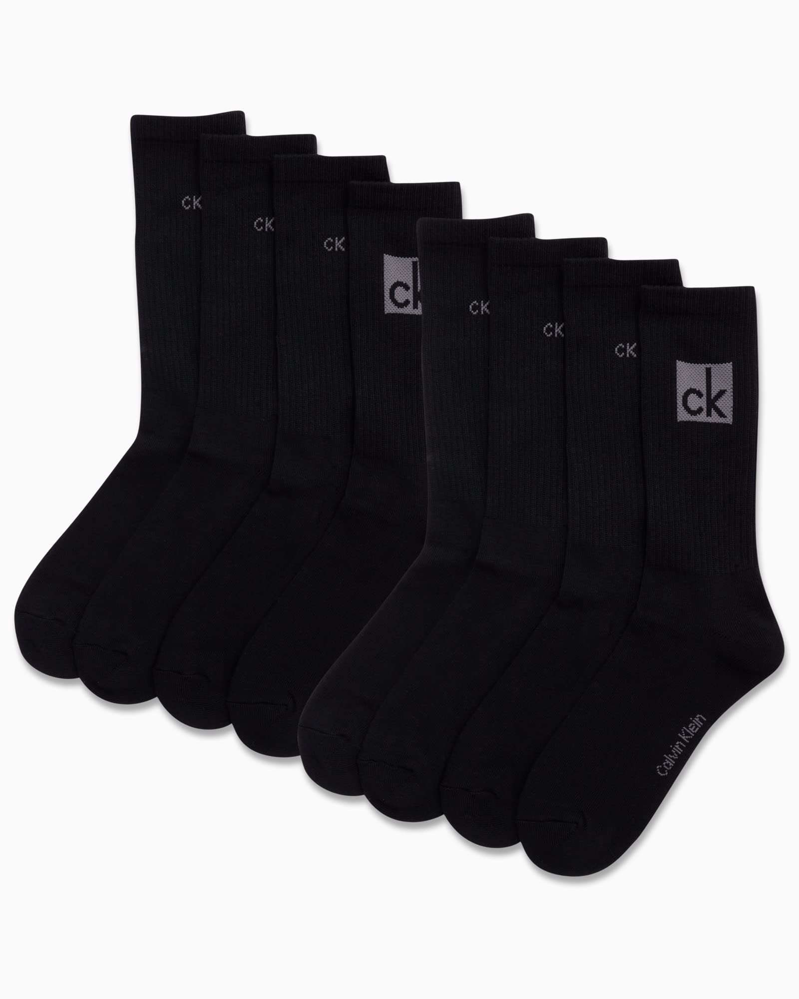 Calvin Klein Men’s Athletic Socks – Lightweight Cotton Blend Crew Socks (8 Pack), Size Shoe Size: 7-12, Black