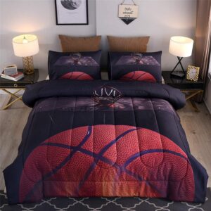 btargot basketball comforter sets twin for boys teens,3d sports basketball bedding,soft microfiber reversible quilt with 3 matching pillow shams