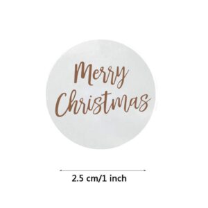 Lanema Merry Christmas Sticker 500pcs/Roall 1 Inch Gold Foil Round Seal Sticker Transparent Sticker for Business Hand Gift Envelope