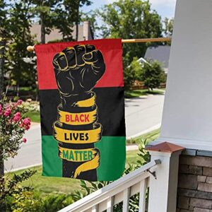 Usa African American Afro Pan Black And Green Red Fist Ribbon Black Lives Matter Blm Flax Nylon Burlap Linen Fabric Garden Flag Farmhouse Mailbox Decor Welcome Sign 12x18 Inch Small Double Sided