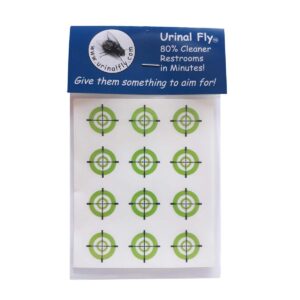 urinal fly toilet stickers, 12 pack, lime green target, 80% cleaner bathrooms in minutes!