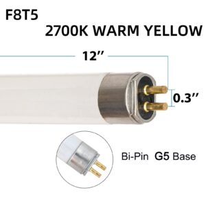 Konideke F8T5/WW 12 Inch 8W T5 3000K Warm White, Linear Straight Fluorescent Light Bulb,G5 8 Count