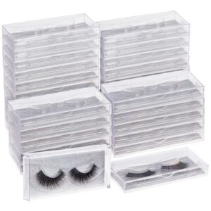 stockroom plus 30-pack transparent empty eyelash boxes for false eyelashes, lash cases empty bulk wholesale with glitter paper card for makeup artists, women (4.4 x 2 inches, 0.55" width)