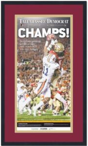 framed tallahassee democrat florida state seminoles 2013 ncaa national champions 17x27 newspaper cover photo professionally matted