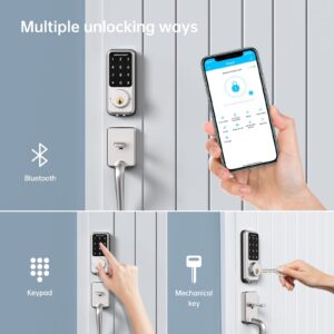 Smart Lock, SMONET WiFi Keyless Entry Door Lock Deadbolt Bluetooth Electronic Locks Touchscreen Keypad Featuring App Work with Alexa Google Home for Home Front Door Hotel