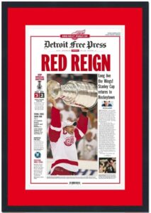 framed detroit free press red wings red reign 2008 stanley cup champions 17x27 hockey newspaper cover photo professionally matted