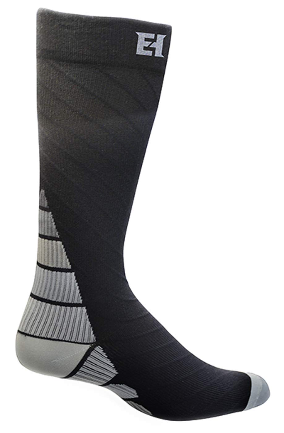 Elite Hockey, Notorious Pro-Series Compression Calf Sock, One Pair (Black/Silver Grey, X-Large)