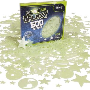 Glow in The Dark Stars for Ceiling, 500-Count, Largest Ceiling Glow Stars Assortment Includes Jumbo Sun, All 9 Planets, Bonus Moon and Entire Big Dipper Constellation Plus More! Stocking Stuffers