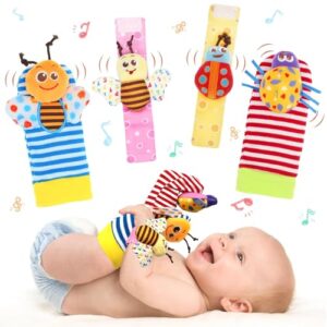 bloobloomax baby rattles toys for 0-12 month, infant girl boy toys for babies 3-6 months, newborn hand & foot toys for 0 to 9 months, baby shower gifts set with wrist rattle socks