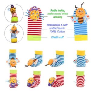 Bloobloomax Baby Rattles Toys for 0-12 Month, Infant Girl Boy Toys for Babies 3-6 Months, Newborn Hand & Foot Toys for 0 to 9 Months, Baby Shower Gifts Set with Wrist Rattle Socks