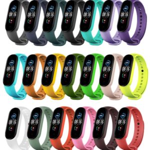 Yuuol Replacement Bands Compatible with Xiaomi Mi Band 6/Xiaomi Mi band 5/Amazfit Band 5, Soft Silicone Wristbands, Sport Adjustable Wrist Strap for Women Men