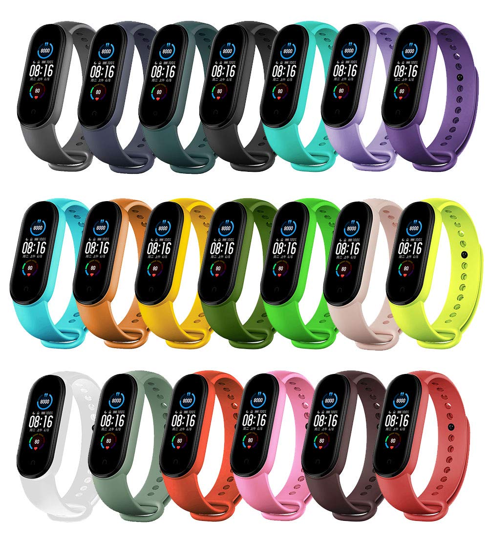 Yuuol Replacement Bands Compatible with Xiaomi Mi Band 6/Xiaomi Mi band 5/Amazfit Band 5, Soft Silicone Wristbands, Sport Adjustable Wrist Strap for Women Men