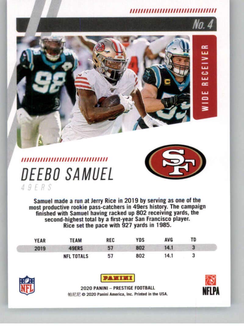 2020 PRESTIGE #4 DEEBO SAMUEL 49ERS FOOTBALL