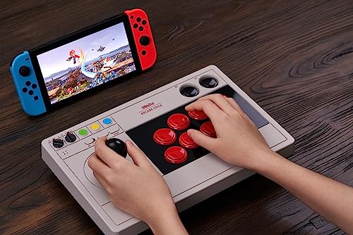 8Bitdo Arcade Stick for Switch & Windows, Arcade Fight Stick Support Wireless Bluetooth, 2.4G Receiver and Wired Connection