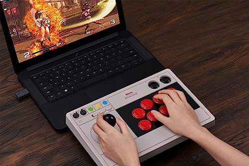 8Bitdo Arcade Stick for Switch & Windows, Arcade Fight Stick Support Wireless Bluetooth, 2.4G Receiver and Wired Connection