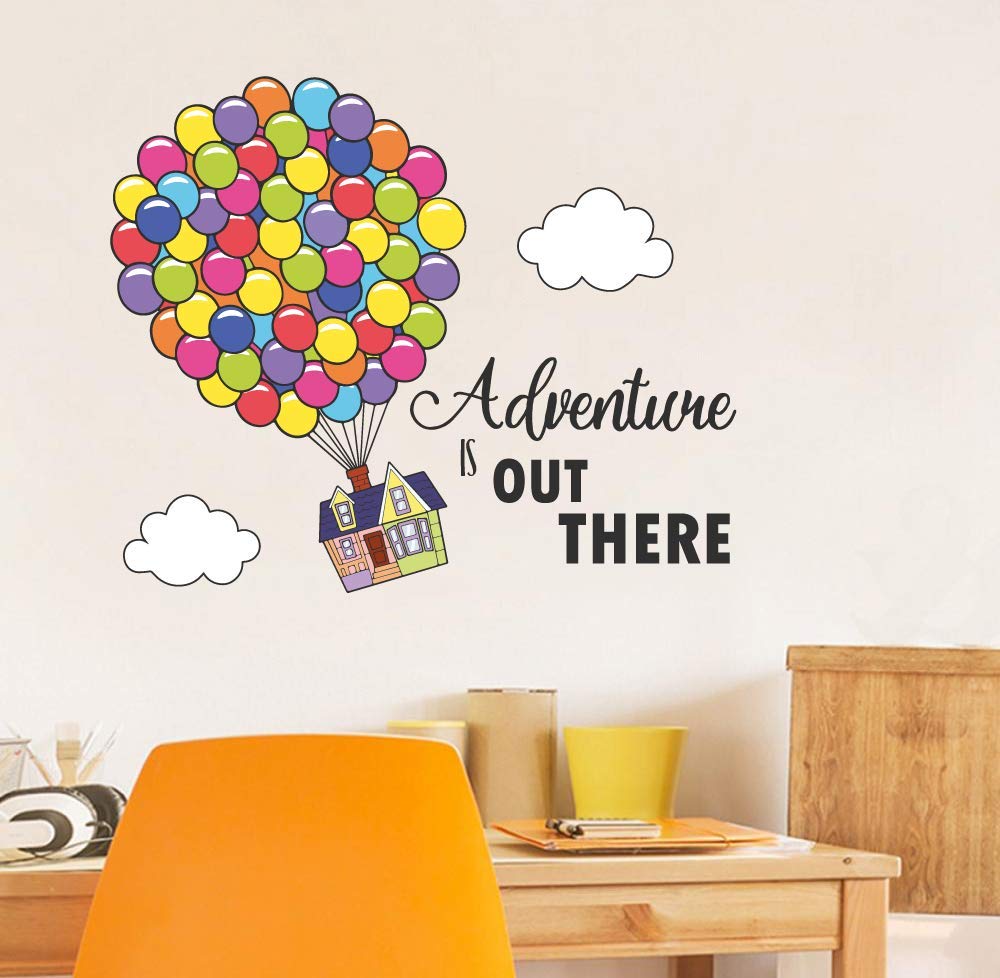 Adventure Balloon House Up Movie Cartoon Quotes Decors Wall Sticker Art Design Decal for Girls Boys Kids Room Bedroom Nursery Kindergarten Home Decor Stickers Wall Art Vinyl Decoration (35x40 inch)