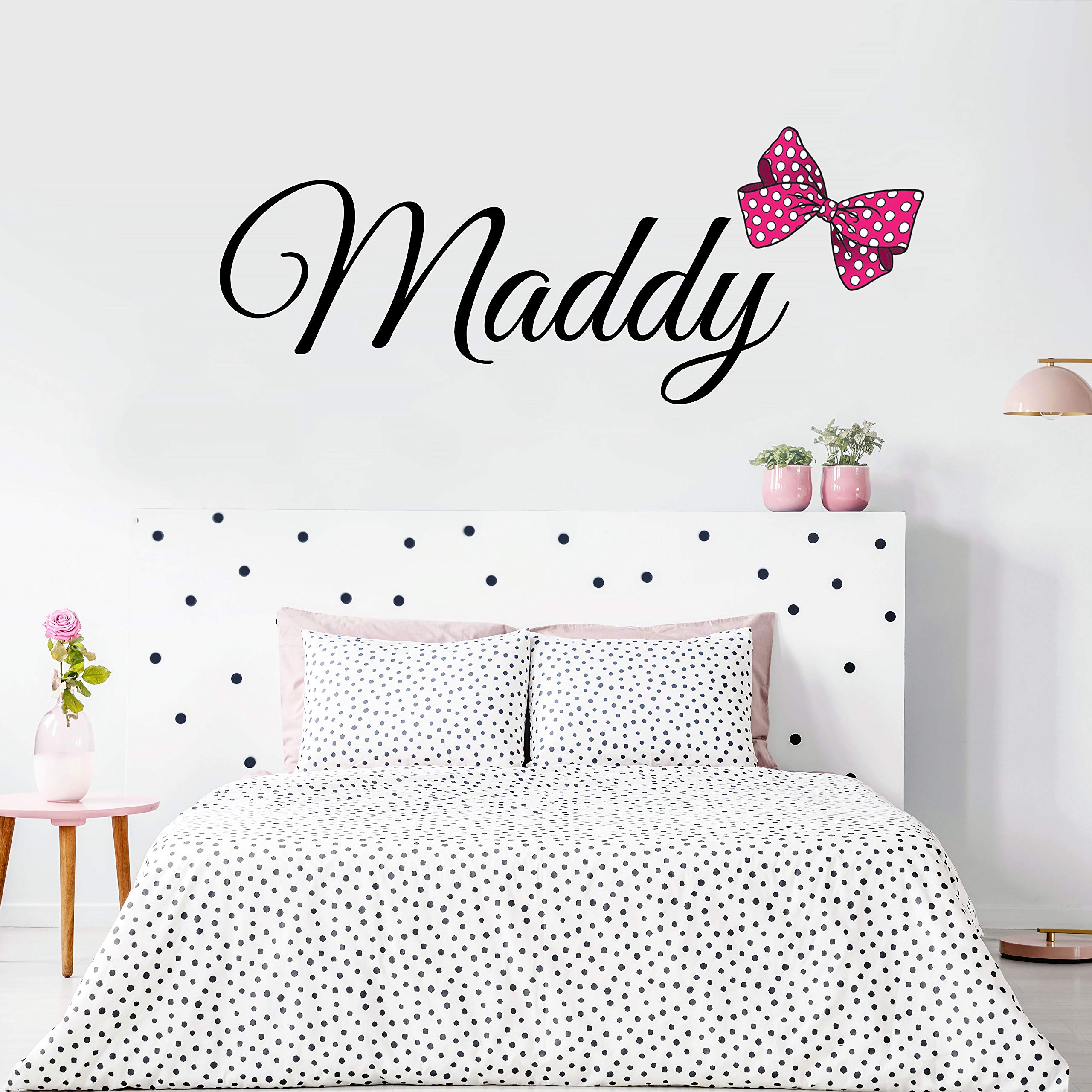 Girls Nursery Baby Bow Personalized Custom Name Vinyl Wall Decal Wall Sticker Decor Lettering (Medium)